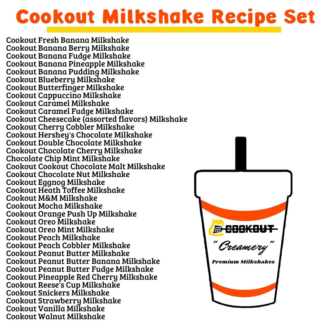 Cookout Milkshake Recipe Set
